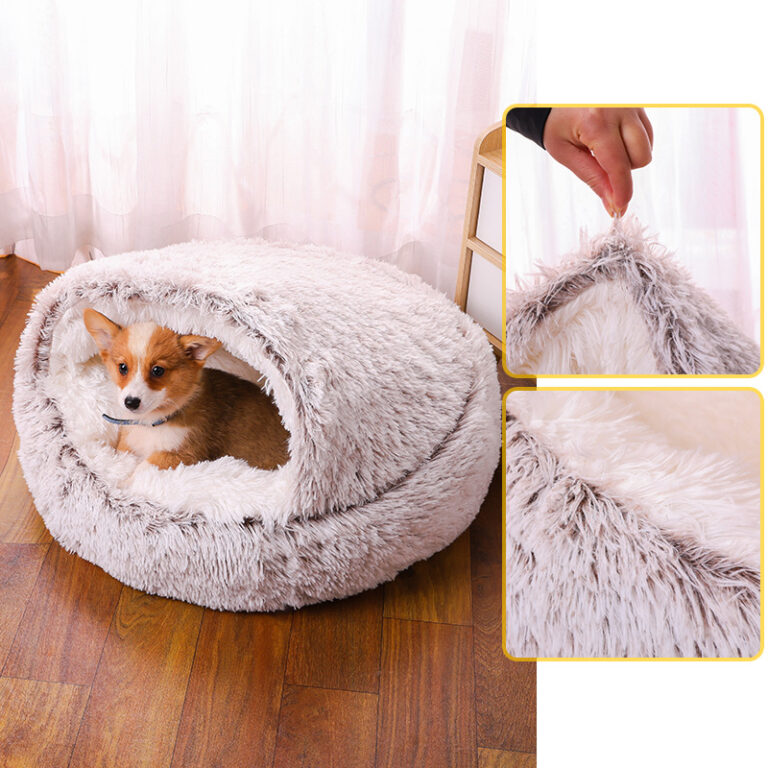 Soft Donut Dog Cave Bed with Cover | Small Dog House